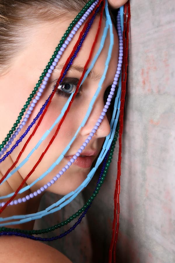 Female Model with Beads stock image. Image of face, stylish - 6996595