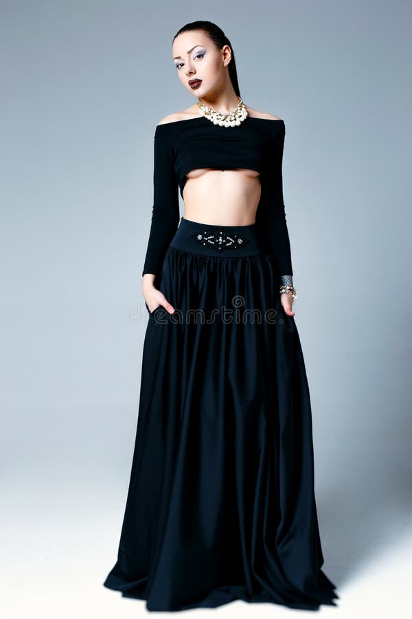 Female Model in Black Clothes Stock Photo - Image of jewelry ...