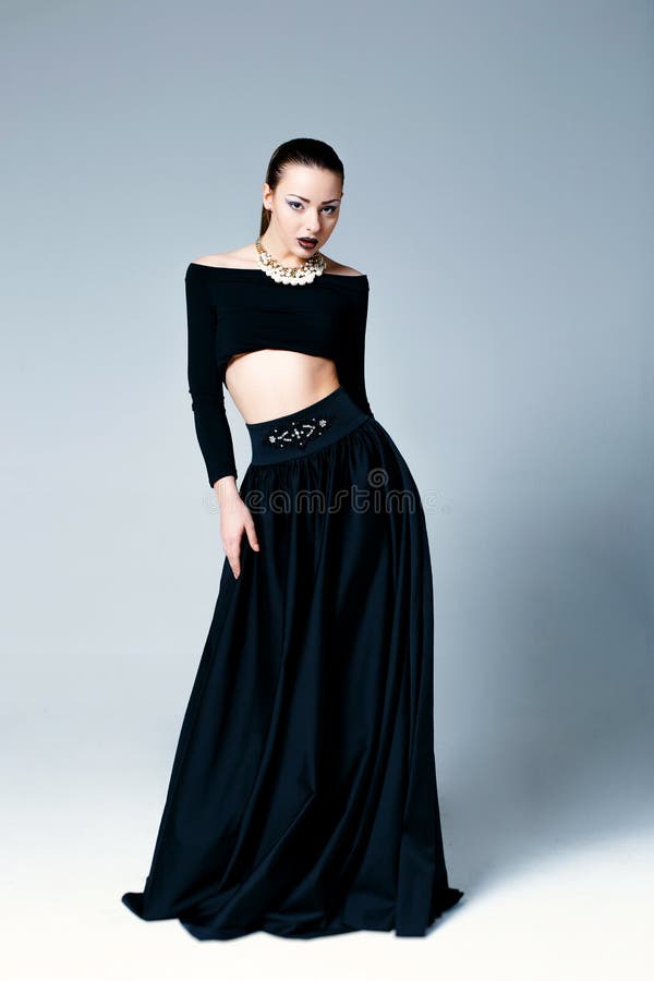 Female Model in Black Clothes Stock Image - Image of beauty, dress ...