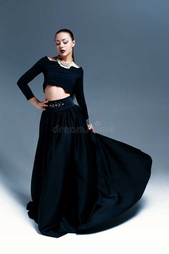 Female Model in Black Clothes Stock Photo - Image of hair, attractive ...