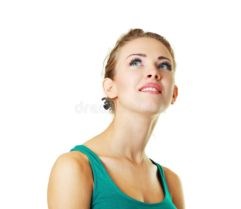 Female Model Face Close Up Looking Up Stock Photo - Image of lady ...