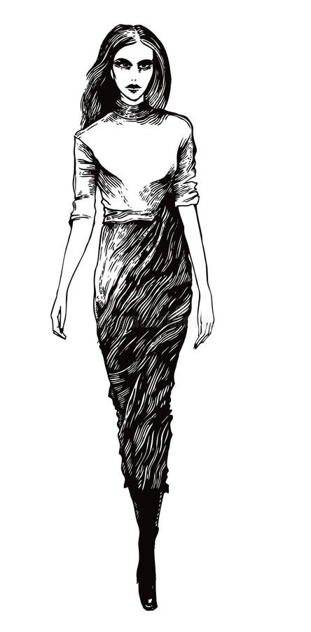 Female model line drawing stock vector. Illustration of pearls - 48859590