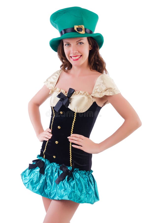 Female Model in Irish Costume Isolated on the Stock Image - Image of ...
