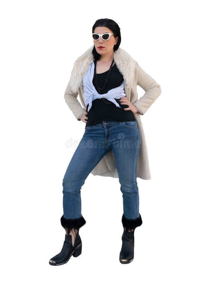 Female Model Posing with Modern Outfit Isolated on White. Stock Photo ...