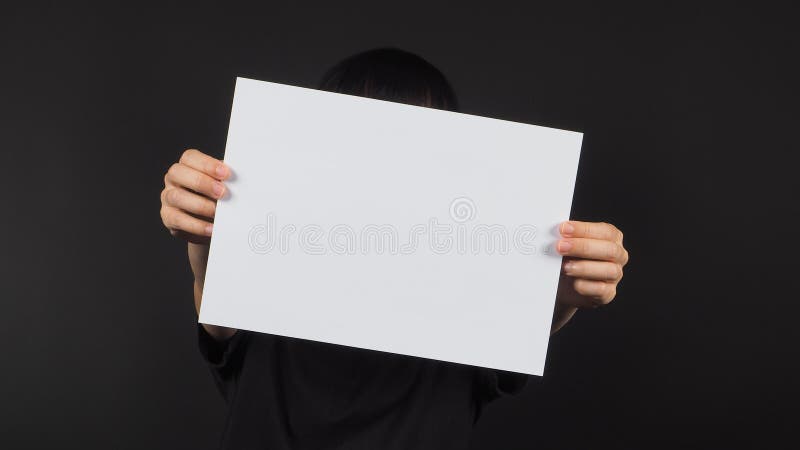 Female Model Hands is Holding the A4 Paper on White Background Stock ...