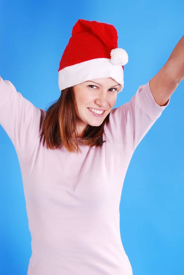 Female model in santa cap. stock photo. Image of happy - 12343540