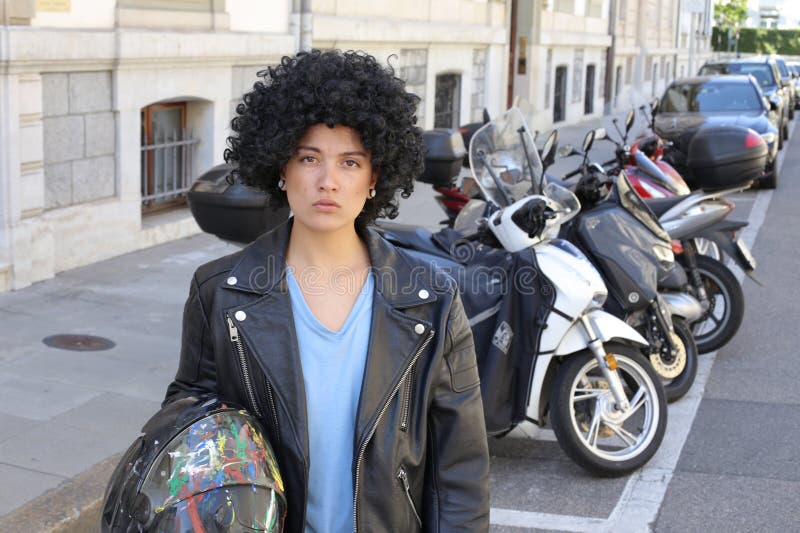 Female Motorcyclist in Urban Setting Stock Photo - Image of adult ...