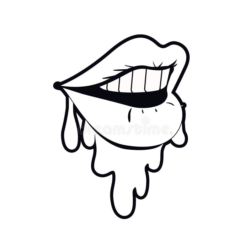 Female Mouth Dripping Isolated Icon Stock Vector - Illustration of ...