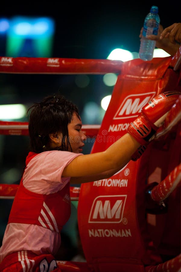 Female Muay Thai Kickboxer between Rounds Editorial Photo - Image of ...