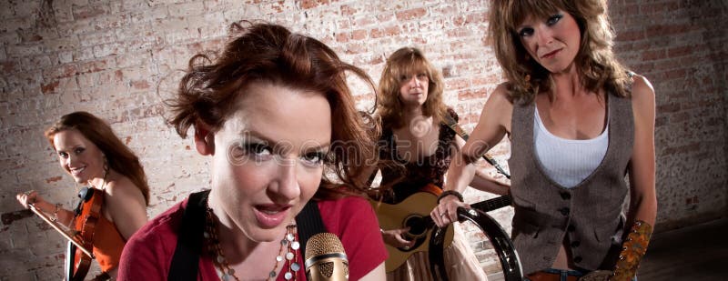 Female musicians stock photo. Image of contemporary, bricks - 14827072