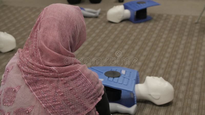 Muslim Trainees Taking Cpr Class and First Aid Stock Footage - Video of ...