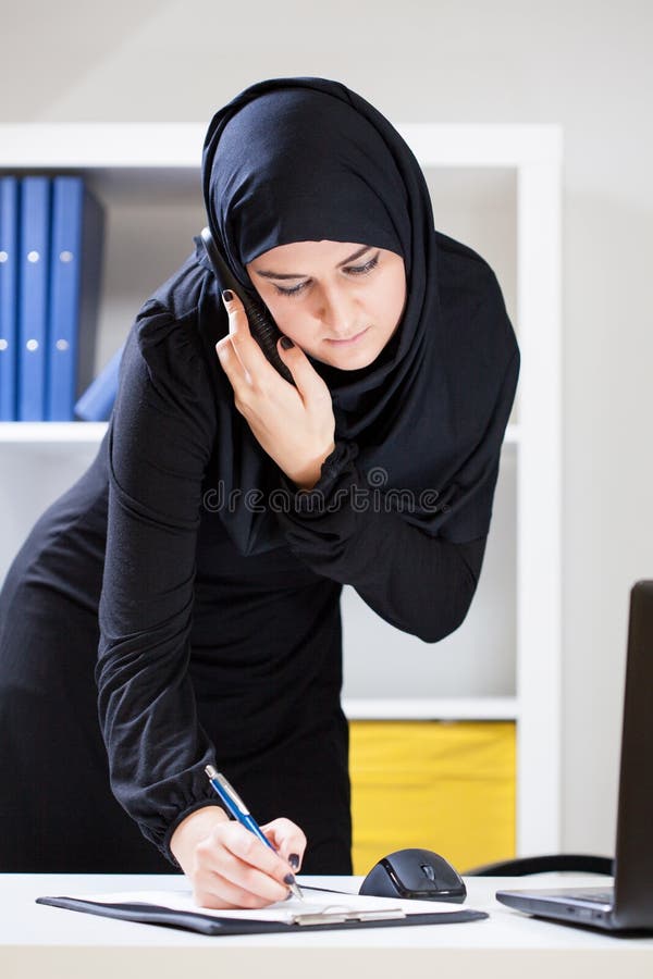 Female muslim during job stock image. Image of office - 47303723