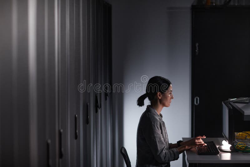 Female Network Engineer Side View Stock Photo - Image of engineer ...