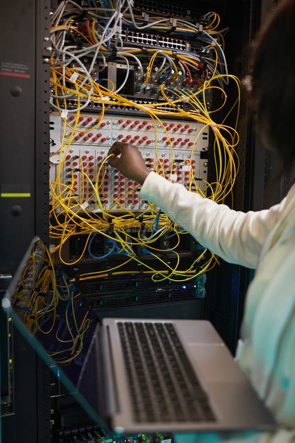 Female Network Engineer in Server Room Stock Photo - Image of ...
