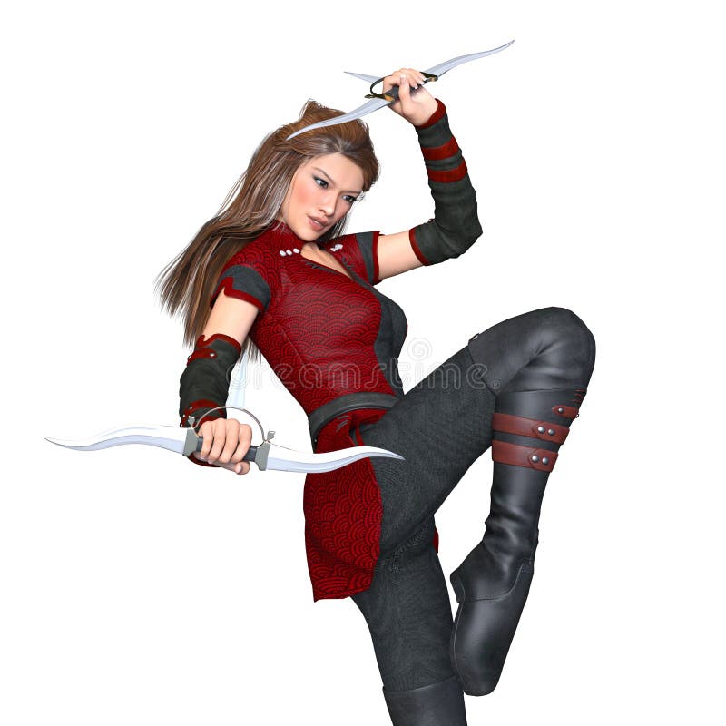 Female ninja stock illustration. Illustration of weapon - 72729516