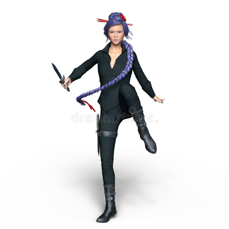 Female ninja stock photo. Image of pose, game, action - 74310496