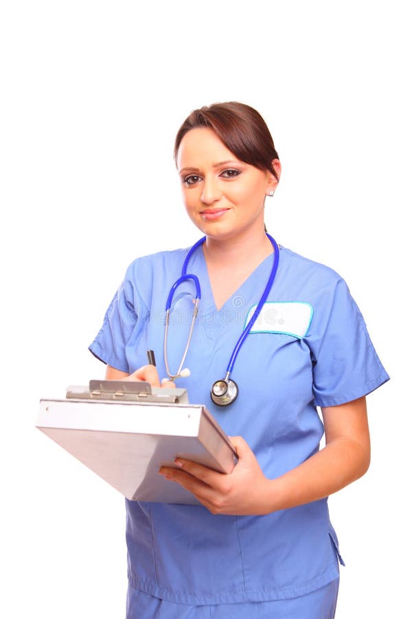 Female Nurse Holding a Clipboard Stock Photo - Image of form, nurse ...