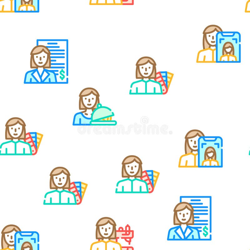 Female Occupation Vector Seamless Pattern Stock Vector - Illustration ...