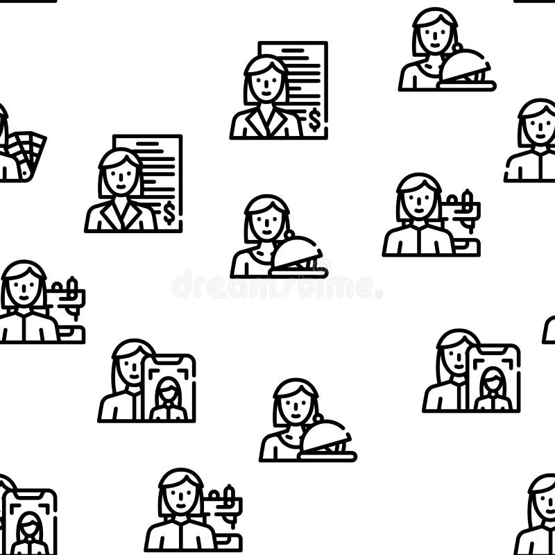 Female Occupation Vector Seamless Pattern Stock Vector - Illustration ...