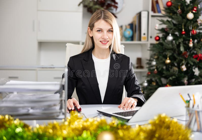 Female Office Worker Doing Paperwork Stock Image - Image of european ...