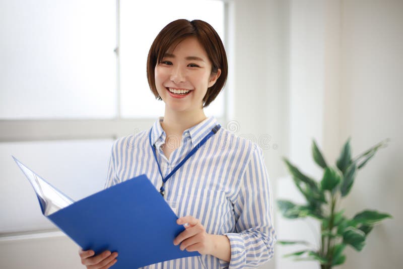 Female Office Worker with a File Stock Image - Image of upper, employee ...