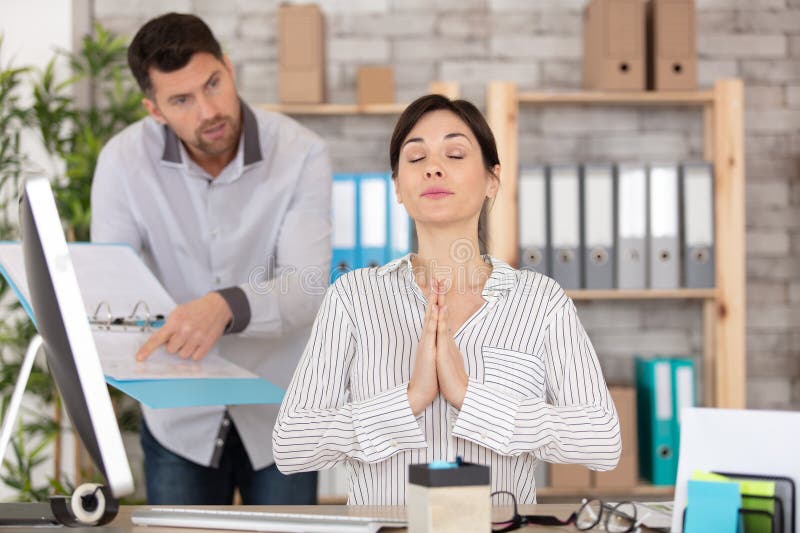 Female Office Worker Relaxing after Long Hours Work Stock Photo - Image ...