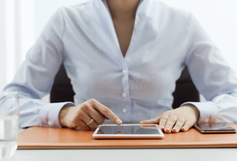 Office Worker Using a Digital Tablet and Connecting Stock Image - Image ...