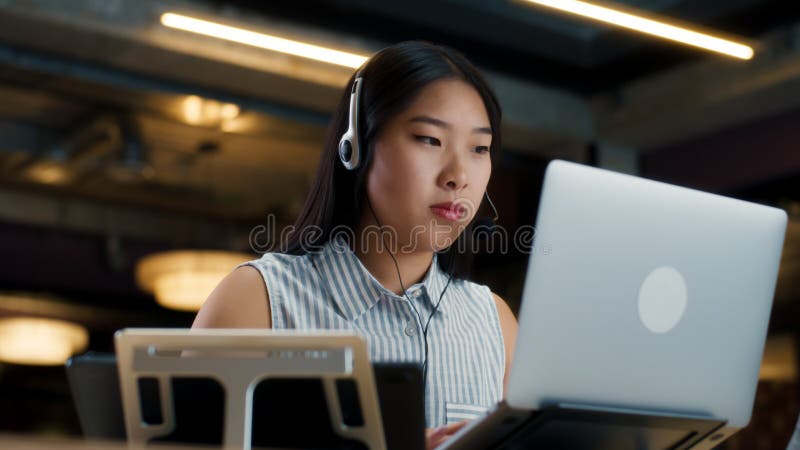 Female Office Worker Talking with Client Online Stock Image - Image of ...