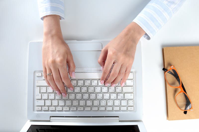 Female Office Worker Typing on the Keyboard Stock Image - Image of ...