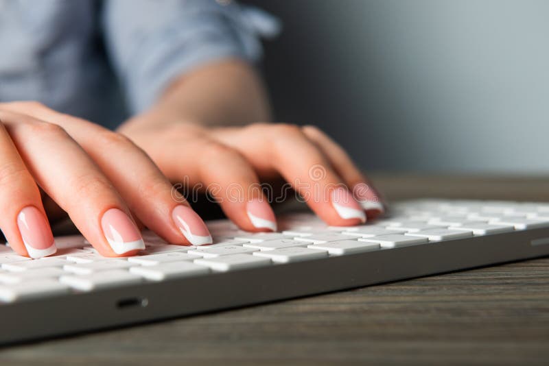 Female Office Worker Typing on Keyboard Stock Image - Image of personal ...