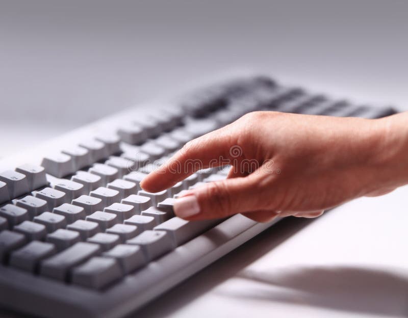 Female Office Worker Typing on the Keyboard. Stock Photo - Image of ...