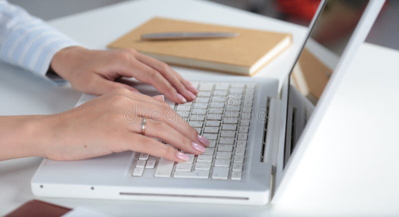 Female Office Worker Typing on the Keyboard Stock Image - Image of ...