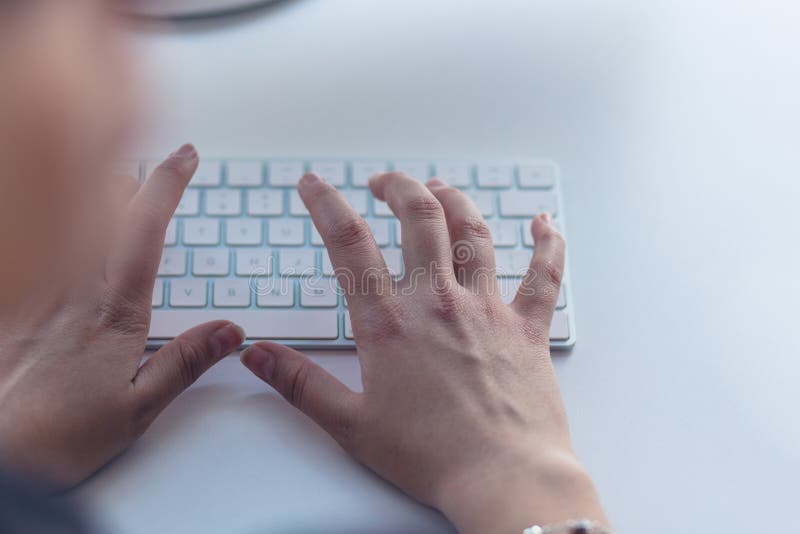 Female Office Worker Typing on the Keyboard Stock Image - Image of ...