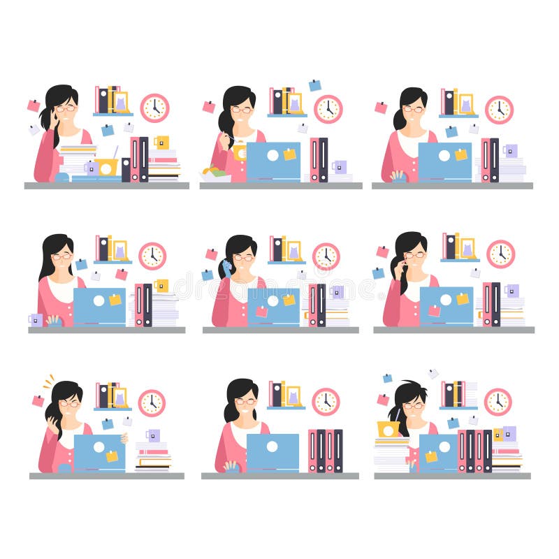 Busy Office Worker Stock Illustrations – 23,918 Busy Office Worker ...