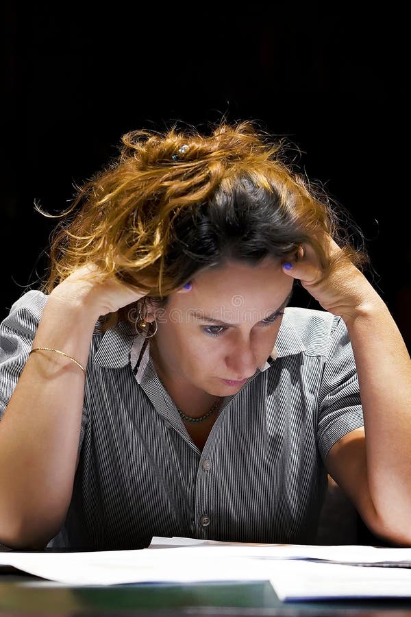 Portrait of Female Office Workers a Lot of Paper Work Stock Photo ...
