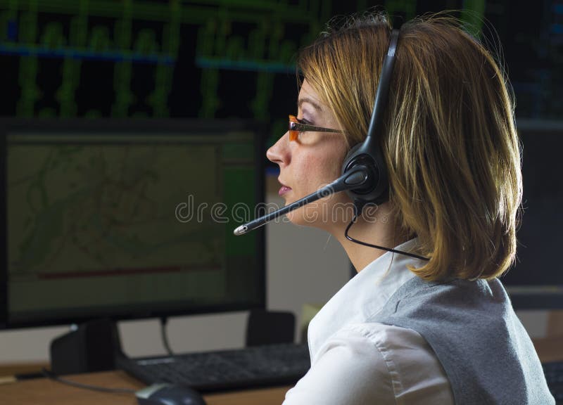 Operator with Headphone in Power Distribution Control Center Stock ...