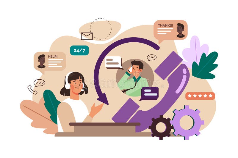 Female Operators Working with Customers at the Call Center Stock Vector ...