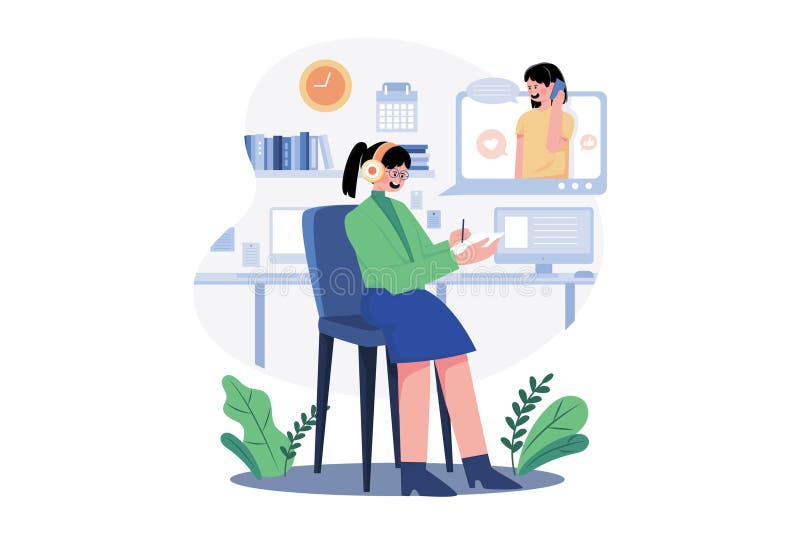 Female Operators Working with Customers at the Call Center Stock Vector ...