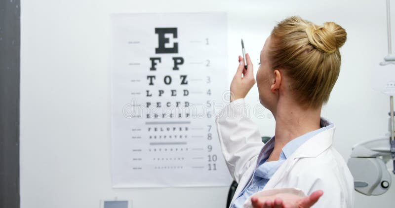 Female Optometrist Conducting an Eye Test in Modern Clinic Stock ...