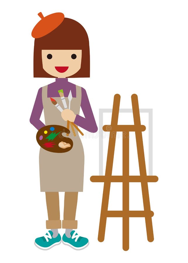 Female Painter stock vector. Illustration of standing - 66134311