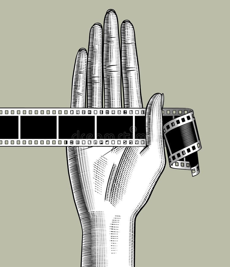 Female Palm Hand Holding a Camera Roll Stock Vector - Illustration of ...