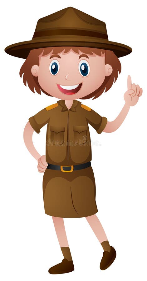 Female Park Ranger in Brown Uniform Stock Vector - Illustration of ...