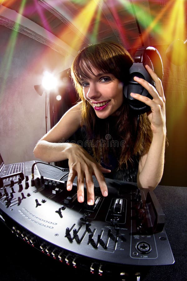 Female Party DJ stock image. Image of host, concert, computer - 51292079