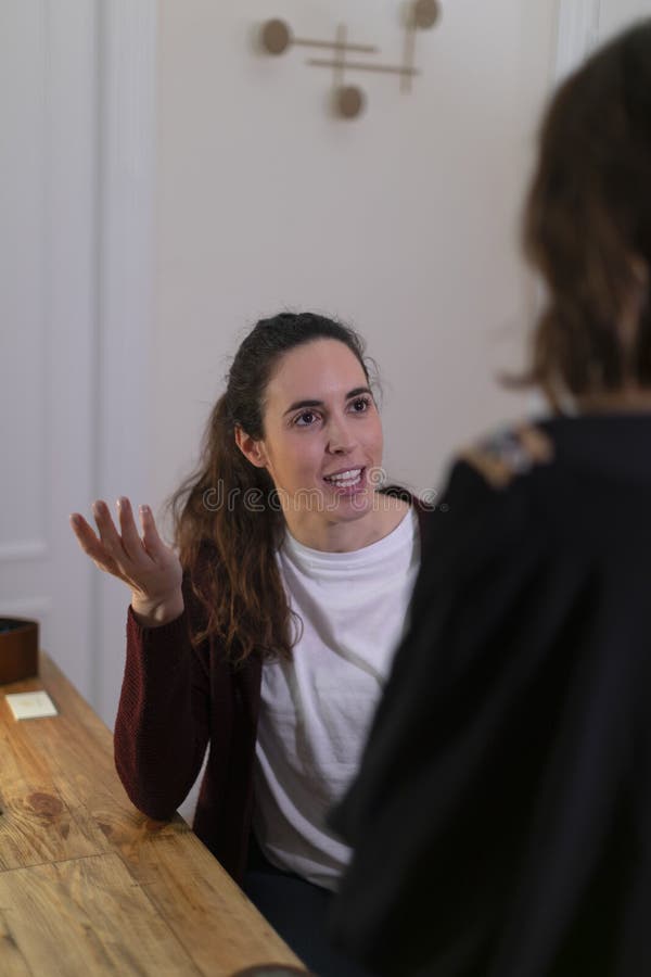 A Female Patient Talks To Her Therapist Stock Image - Image of office ...