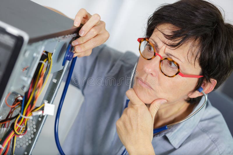 Female Pc Technician Fixing Pc Stock Image - Image of engineer, fixing ...