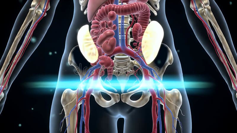 Female Pelvic Anatomy 3D Model: Circulatory System and Internal Organs ...