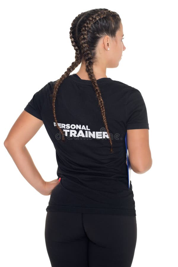 Female Personal Trainer Using Timer while Sportsman Stock Photo - Image ...