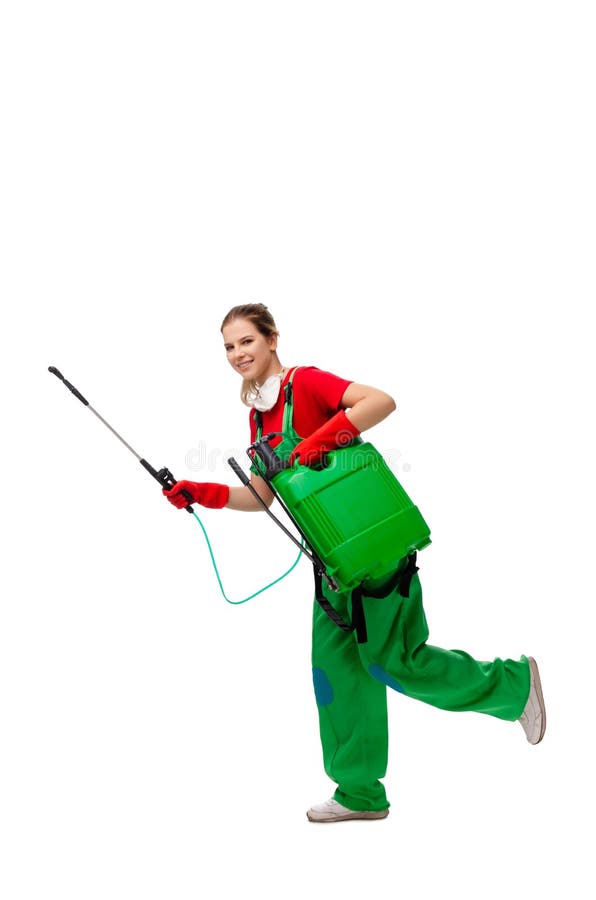 The Female Pest Control Contractor Isolated on White Stock Photo ...