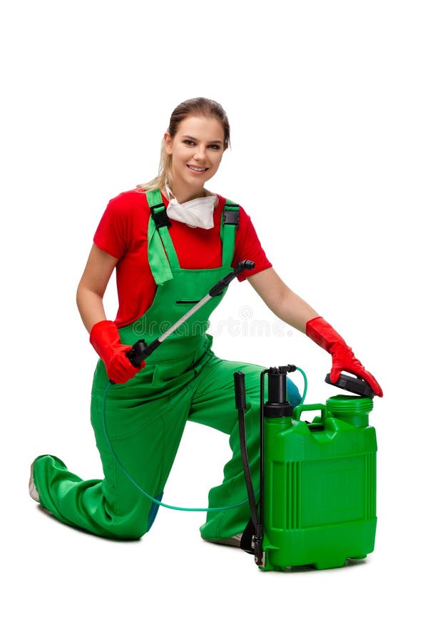 The Female Pest Control Contractor Isolated on White Stock Image ...
