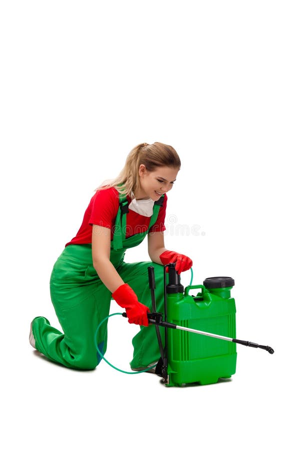 The Female Pest Control Contractor Isolated on White Stock Photo ...